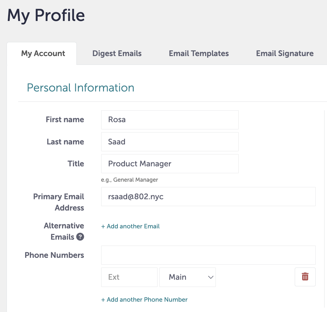 How do I set up my profile in Tripleseat?
